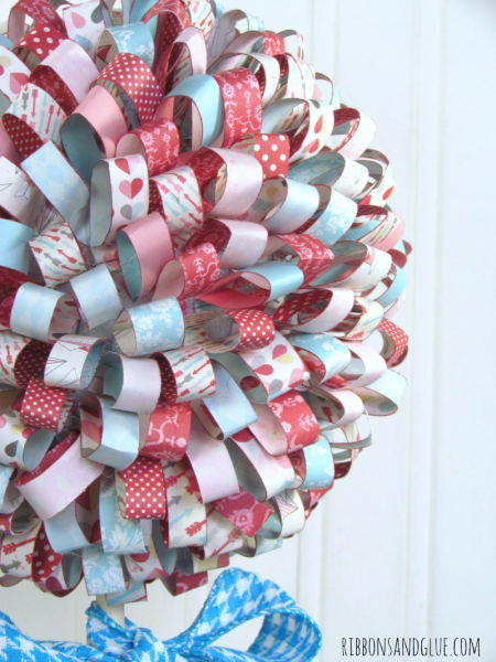 Valentine's Paper Ribbon Topiary