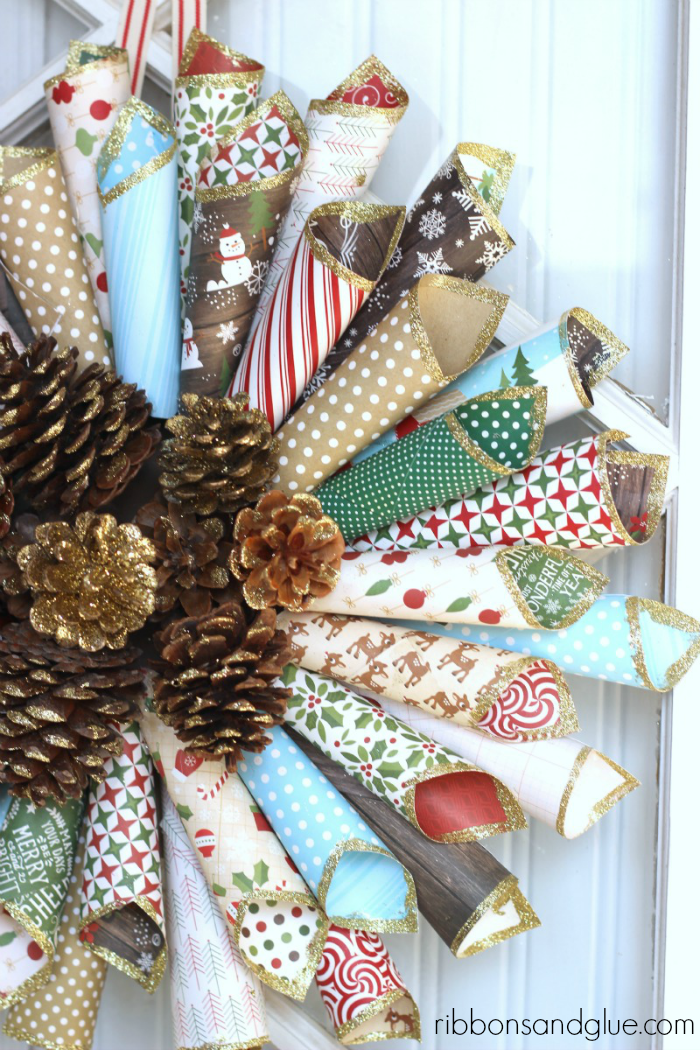 Rustic Christmas Paper Cone Wreath